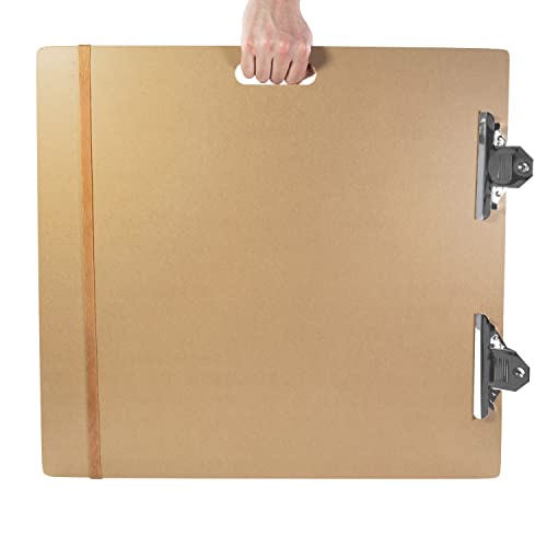 Agustu Artist Sketch Clipboard - 23 inch x 26 inch Drawing Board - for Field Trips, Classroom or Studio - Easy Grip Lightweight Smooth Large Drawing Board with Clips - Complete with Pencil Pouch