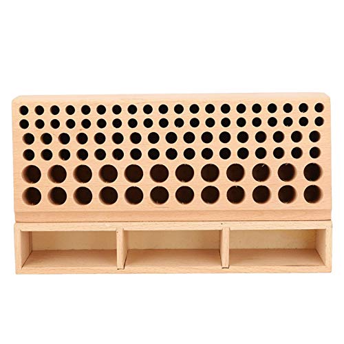 100 Holes Wooden Storage Rack Leather Craft Punching Tool Holder Stand Organizer for Paint Brush Punching Tools Storage(100 Holes)