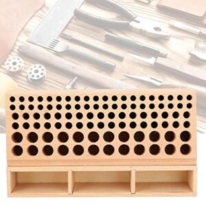 100 Holes Wooden Storage Rack Leather Craft Punching Tool Holder Stand Organizer for Paint Brush Punching Tools Storage(100 Holes)