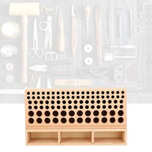 100 Holes Wooden Storage Rack Leather Craft Punching Tool Holder Stand Organizer for Paint Brush Punching Tools Storage(100 Holes)