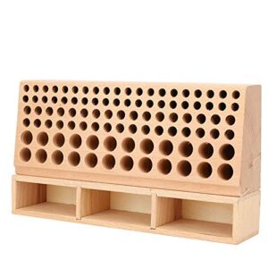 100 Holes Wooden Storage Rack Leather Craft Punching Tool Holder Stand Organizer for Paint Brush Punching Tools Storage(100 Holes)