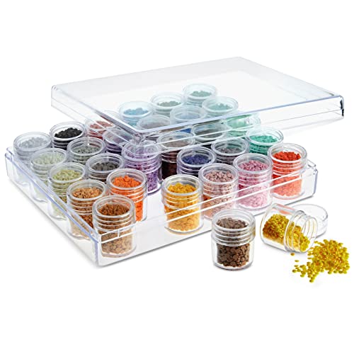 3 Pack Clear Bead Organizers and Storage Containers with Lids for Glitter, Arts and Crafts (93 Pieces)