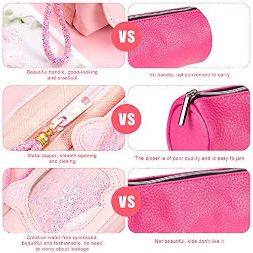 2 Pieces Big Capacity Pencil Case Cute Cat Large Capacity Pencil Pouch Portable Pencil Pouch Stationery Storage Organizer Pencil Box Pen Holder Bag for School Student Present, Pink and Purple