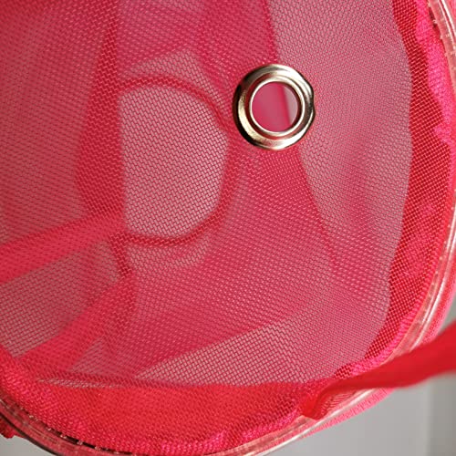 ZARSIO Mesh Knitting Bag Portable Yarn Wool Storage Bag for Carry Yarn Ball, Crochet Kits, Sewing Accessories (Pink)