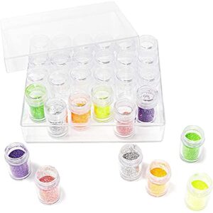 juvale plastic box storage with jar containers for glitter, beads, rhinestones (6.5 x 2 x 5.5 in)