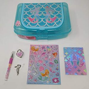 Hot Focus Art Box W/Compartments with Pad Locks and Keys – Mermaid Twins Girls School Pencil Case Box Includes Neon Gel Pen, Notepad and Stickers, Aqua, Blue, Silver, red, Purple, Pink (426 MM)