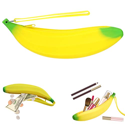 lotusflowert Cute Silicone Banana Shape Pencil Case bag Coin Bag Key Pouch(Yellow) 11