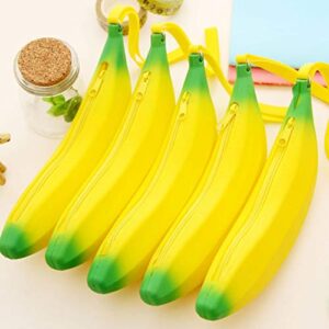 lotusflowert Cute Silicone Banana Shape Pencil Case bag Coin Bag Key Pouch(Yellow) 11