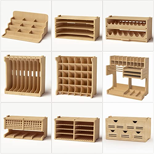 Bucasso Model Tool Storage Rack with 60 Holes, Wooden Paint Organizer, MDF Material, Tool Storage, Brush Storage, Craft Supplies Storage, Brush/Tool Holder, GK6