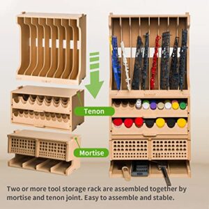 Bucasso Model Tool Storage Rack with 60 Holes, Wooden Paint Organizer, MDF Material, Tool Storage, Brush Storage, Craft Supplies Storage, Brush/Tool Holder, GK6