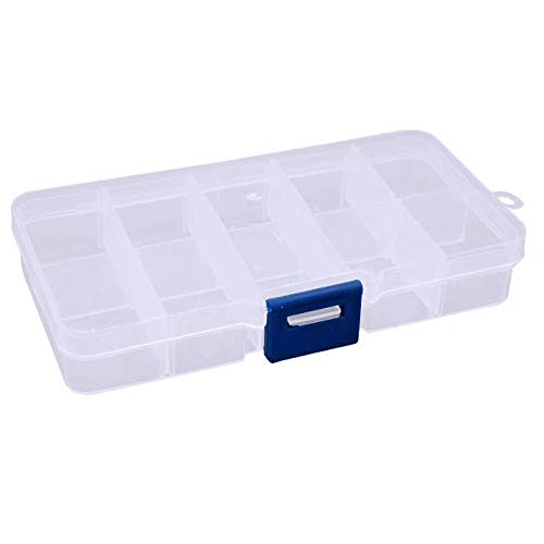 Aeyistry 2 Pcs Clear Plastic Compartment Storage Box with Adjustable Divider Removable Grid Compartment for Crafts, Bead, Fishing Tackle Storage