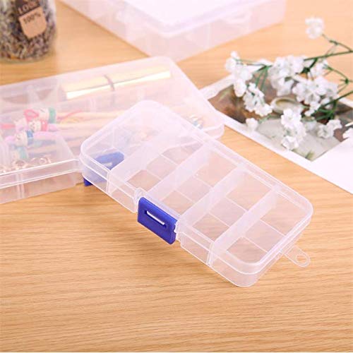 Aeyistry 2 Pcs Clear Plastic Compartment Storage Box with Adjustable Divider Removable Grid Compartment for Crafts, Bead, Fishing Tackle Storage