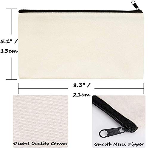 AJoyMetU 40 Pcs Blank Canvas Pouch with Zipper, Small Canvas Makeup Bags DIY Cotton Blended Canvas Pencil Pouch Case for Crafts (8.3" x 5.1")