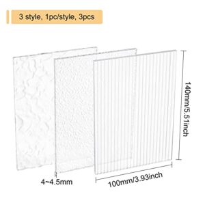 FINGERINSPIRE 3 Styles Clear Acrylic Rectangle Display Board Reflective Display Photography Background Board Acrylic Decor Board for Product Showing（Stripes, Water Ripples, Ice Patterns