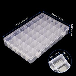 MANCHAP 8 Pack 36 Grids Plastic Beads Storage Containers, Jewelry Box Storage Containers with Removable Dividers, Clear Plastic Organizer Box for Beads, Art Crafts, Label Stickers Included