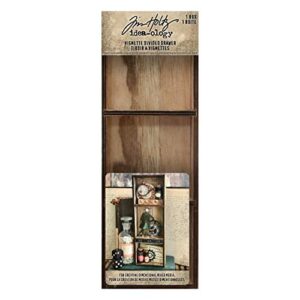 tim holtz, advantus vignette divided drawer wooden box, brown