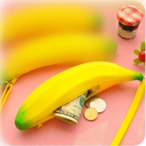 Cafurty Big Capacity Banana Shape Pen Bag Pencil Case Cute Silicone Bag Coin Bag Key Pouch - Yellow