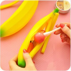 Cafurty Big Capacity Banana Shape Pen Bag Pencil Case Cute Silicone Bag Coin Bag Key Pouch - Yellow