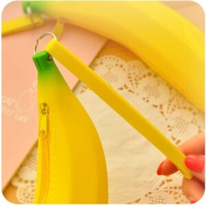 Cafurty Big Capacity Banana Shape Pen Bag Pencil Case Cute Silicone Bag Coin Bag Key Pouch - Yellow