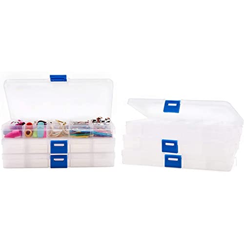 Plastic Organizer Boxes for Beads, Rhinestones, Jewelry Making (6.7 x 0.8 x 4 In, 6 Pack)