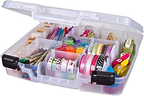 ArtBin 6961AB Quick View Deep Base Carrying Case with Removable Dividers, Portable Art & Craft Storage Box, 15", Clear