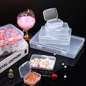 48 Pieces Mixed Sizes Small Plastic Box Empty Mini Clear Plastic Organizer Rectangular Bead Organizer with Hinged Lids for Small Items, Jewelry and Art Craft Projects Organizing