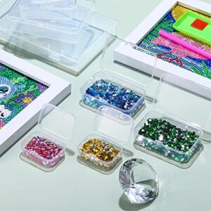 48 Pieces Mixed Sizes Small Plastic Box Empty Mini Clear Plastic Organizer Rectangular Bead Organizer with Hinged Lids for Small Items, Jewelry and Art Craft Projects Organizing