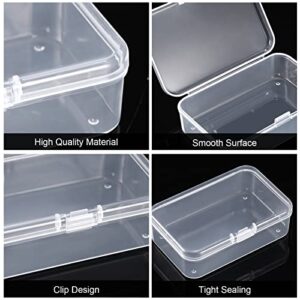 48 Pieces Mixed Sizes Small Plastic Box Empty Mini Clear Plastic Organizer Rectangular Bead Organizer with Hinged Lids for Small Items, Jewelry and Art Craft Projects Organizing