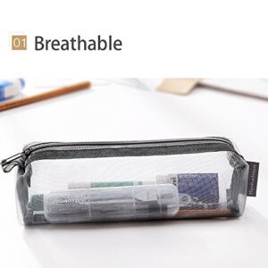 3PCS Multifunctional Mesh Pen Bag Pencil Case Makeup Tool Bag Storage Pouch Purse