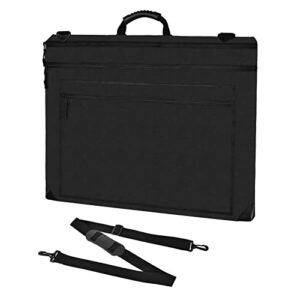 megrez art portfolio bag with shoulder strap, portable multi-purpose art portfolio tote, 21″ x 27″ waterproof nylon drawing board storage bag, sketch board bag for drawing and painting, black