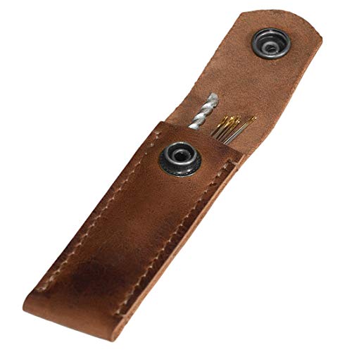 Hide & Drink, Leather Small Needle Case (2 Pack) / Holder / Storage / Sewing / Stitching / Drill Bit Pouch, Handmade Includes 101 Year Warranty :: Bourbon Brown