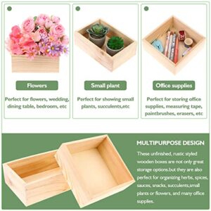 craftshou 10 Pcs Unfinished Wooden Box 7.5x5in Rectangle Wood Storage Organizer for Crafts 6x6in Succulent Planter Square Storage Container Rustic Pine Boxes for Collectibles Jewelry Decor