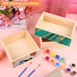 craftshou 10 Pcs Unfinished Wooden Box 7.5x5in Rectangle Wood Storage Organizer for Crafts 6x6in Succulent Planter Square Storage Container Rustic Pine Boxes for Collectibles Jewelry Decor