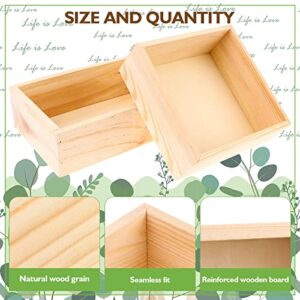 craftshou 10 Pcs Unfinished Wooden Box 7.5x5in Rectangle Wood Storage Organizer for Crafts 6x6in Succulent Planter Square Storage Container Rustic Pine Boxes for Collectibles Jewelry Decor