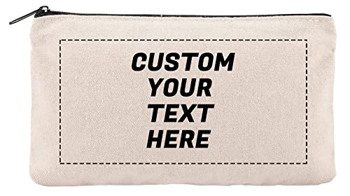 AIPNIS Personalized Name Canvas Zipper Pouch,Custom Craft Bag Canvas Pen Case Makeup Bags,Canvas Pencil Bag Cotton Canvas Cosmetic Bag Multi-Purpose Travel Cosmetic Bag