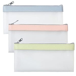 lelebear 3 pieces pencil case zipper clear pouch big capacity pencil bag multipurpose cosmetic travel carry portable bags for women,students,men,kids gifts (pack-3)