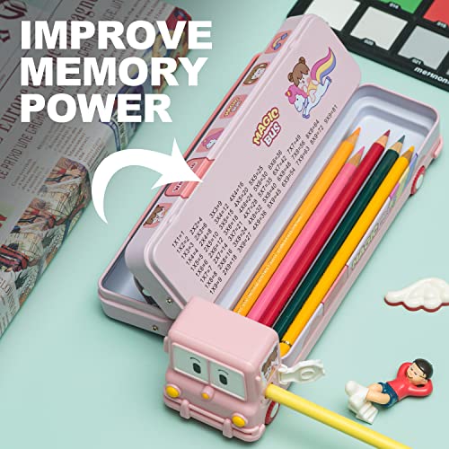 Cute Bus Toy with Built-in Pencil Holder Kids Pink Bus Cute Girls Pencil Case Bus Toy Pencil case Bus with builtin Sharpener