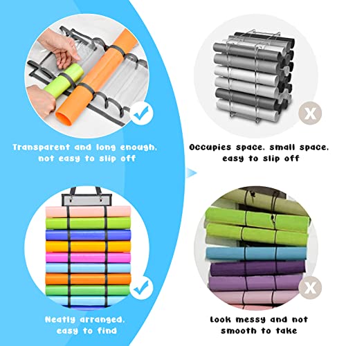 Vinyl Roll Holder, 24 Compartments Hanging Vinyl Storage Organizer Wall Mount Craft Organizers and Storage Foldable Vinyl Roll Storage Plastic Bag Holder Rack for Craft Room