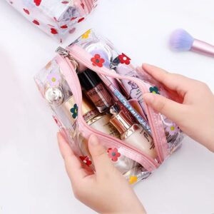 Juszok Clear Pencil Case Cute Pencil Pouch Kawaii Pen Case Organizer PVC Flower Large Capacity Portable Makeup Bag for Teen Girls Students Adults Kids Back to School Supplies