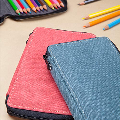 Speedball Art Products Canvas Storage Case for Pencils, Markers, Pens and Art Supplies, Holds Up To 48 Standard Pencils, Steel Blue