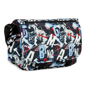 j world new york luggage terry for women. girls school kids messenger bag, graffiti, one size us