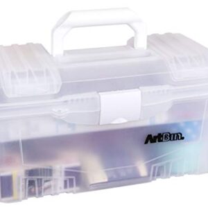 ArtBin 6918AH Twin Top 17 inch Supply Box, Portable Art & Craft Supply Organizer with Handle, [1] Plastic Storage Case, Translucent