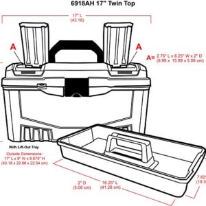 ArtBin 6918AH Twin Top 17 inch Supply Box, Portable Art & Craft Supply Organizer with Handle, [1] Plastic Storage Case, Translucent