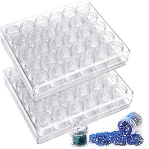 zoenhou 2 pack 30 grids diamond painting storage containers, embroidery diamond storage box beads organizer case with lid clear nail art accessories with 1 pcs label stickers for jewelry diy