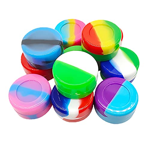 Silicone containers 10 Pcs Silicone Round Wax Concentrate Containers Non-Stick Silicone Oil Storage Jar Mini Container for Multi Use - Wax, Skin Cream, Paint, Jewelry, Beads, Spices and More(3ml)