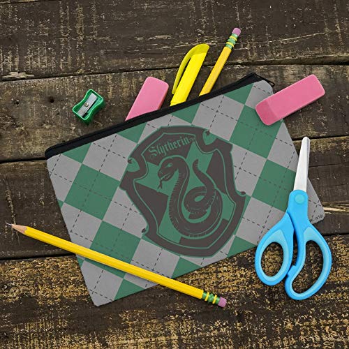 Harry Potter Slytherin Plaid Sigil Pencil Pen Organizer Zipper Pouch Case