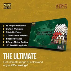 Wargames Delivered Army Painter Ultimate Miniature Paint Set, for Miniature Figure Painting - All-Inclusive Model Acrylic Paint set: Spill Proof Paints, Hobby Brushes, Mixing Balls, & Mixing Bottles.