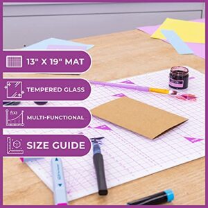 Toughened Glass Cutting Mat (13” x 19”) - Easy Clean Smooth Surface For Gluing & Inking - Multi-functional Crafting Capabilities - Includes Popular Card Sizes for Easy Measures by Crafter’s Companion