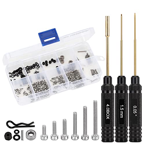 INJORA RC Car Tool Kit-3pcs Hex Screwdriver 0.05inch 1.5mm, Hex Nut Drivers 4mm, Screws Kit for Axial SCX24 C10 Deadbolt JLU Gladiator Bronco Other RC Model