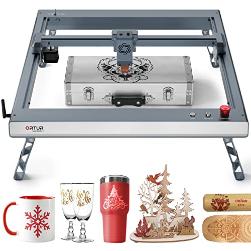 ORTUR Laser Master 3 with Foldable Feet Laser Cutter, 10W Output Power 0.05 * 0.1mm Compressed Spot Laser Engraver, Laser Engraving Machine for Wood and Metal, APP Control (with Air Assist Nozzle)